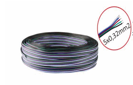 Cable basse tension RGBW 5x0.32 mm² 100 mètres | PRECISION LED